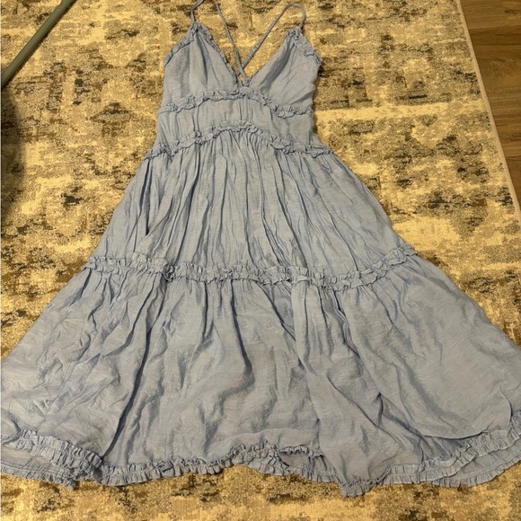 saints + secrets | Dresses | Saints Secrets Blue Ruched Tiered Sundress ...